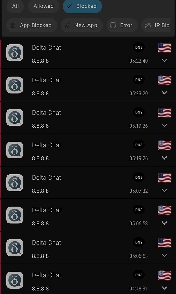 Why connection to GoogleDNS 8.8.8.8 - android - Delta.Chat
